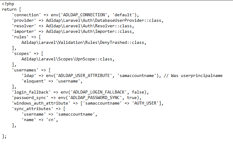 LDAP authentication fails but can ldap user search · Issue #404 · Adldap2/Adldap2-Laravel · GitHub