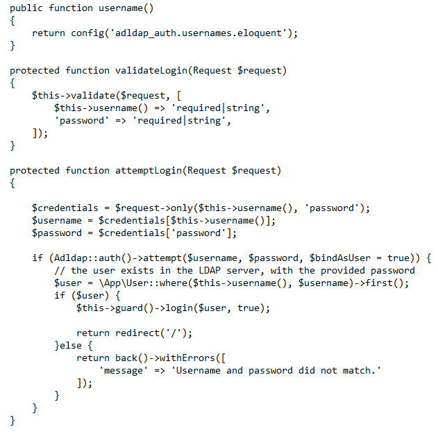 LDAP authentication fails but can ldap user search · Issue #404 · Adldap2/Adldap2-Laravel · GitHub
