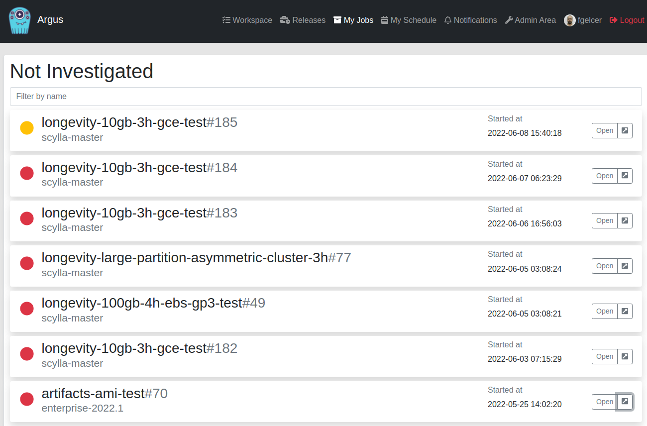 in `my jobs` i see a job that is not in the list anymore · Issue #134 · scylladb/argus · GitHub