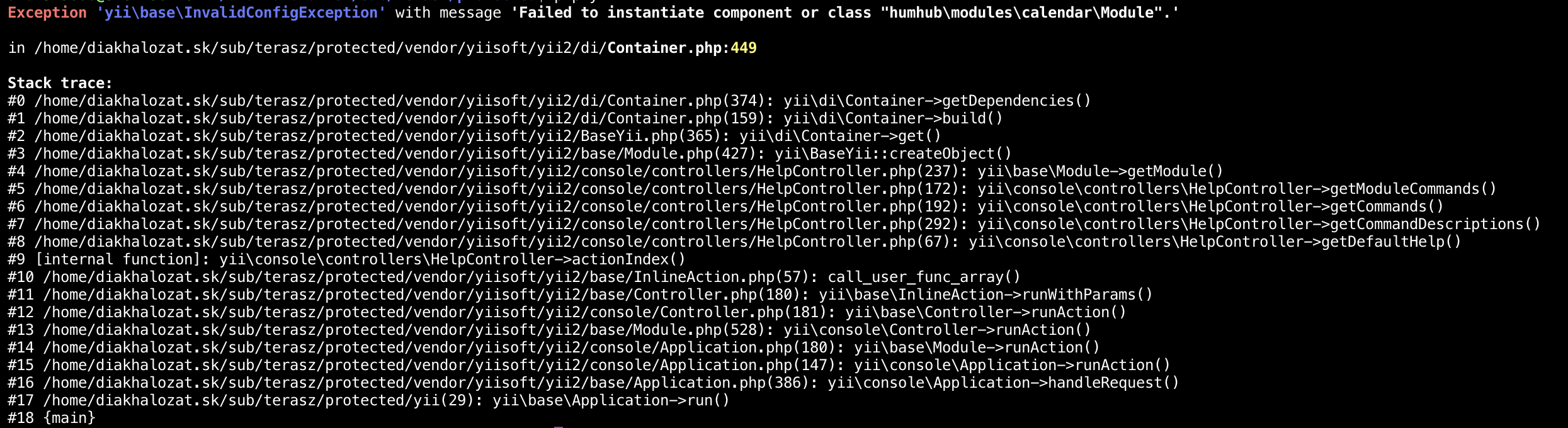Web Installed Modules Breaking Yii Console · Issue 4383 · Humhub Humhub · Github