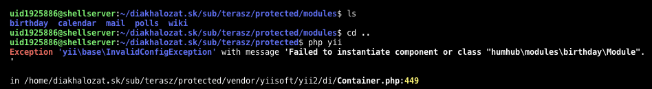 Web Installed Modules Breaking Yii Console · Issue 4383 · Humhub Humhub · Github