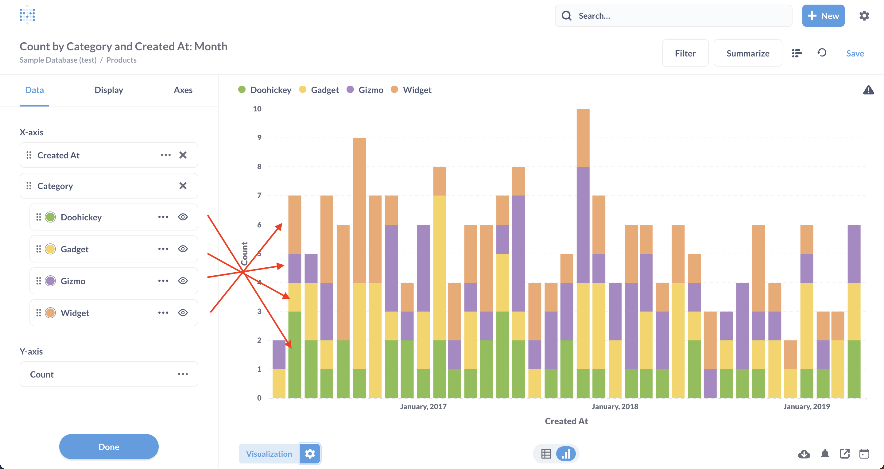 The order of series in a visualization should match the order in the ...