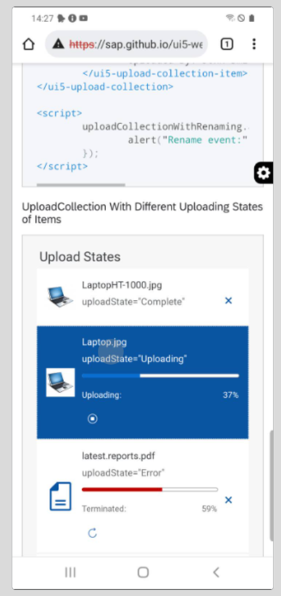 Active State Of Ui5 Upload Collection Items Issue Found During Mobile Exploratory Testing 