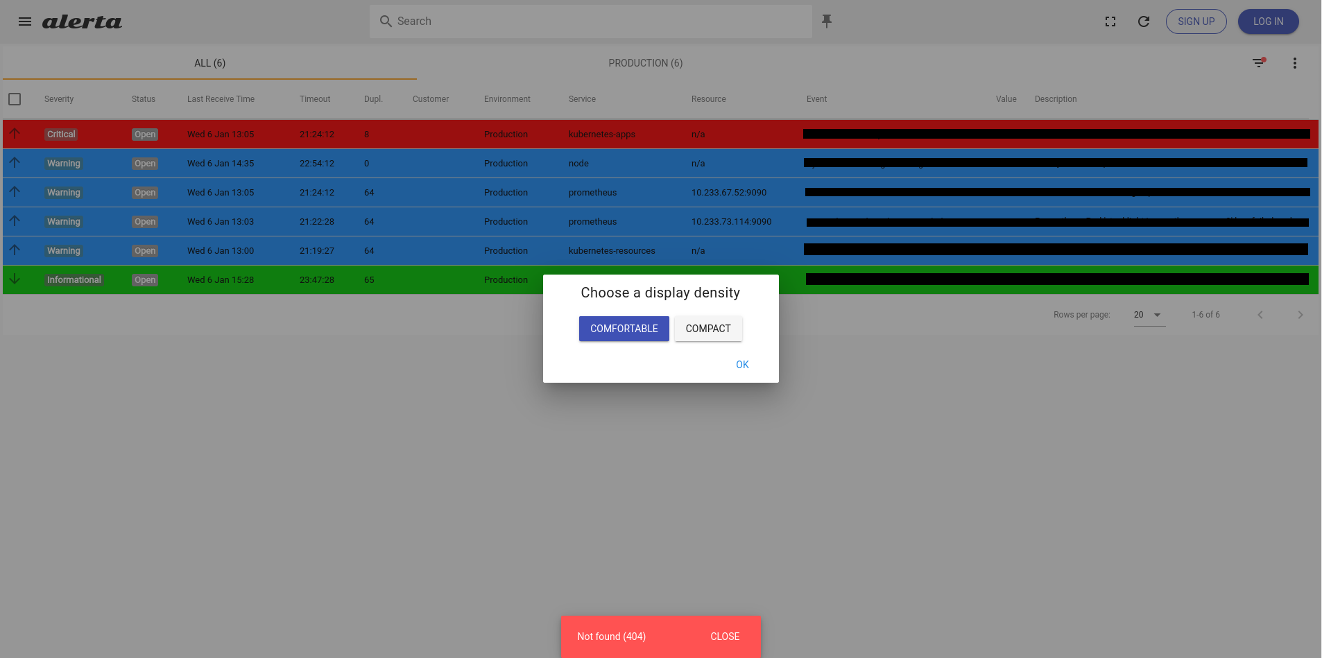 Broken setting "display density" when auth disabled · Issue #441 · alerta/alerta-webui · GitHub