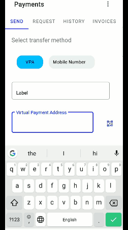 Keyboard should be disappear on toggling between Virtual Payment Address and Mobile Number ...
