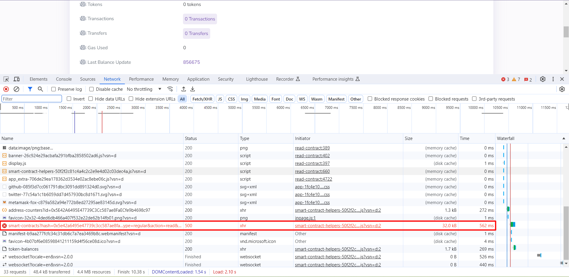 Read contract method shows error as response · Issue #8711 · blockscout/blockscout · GitHub