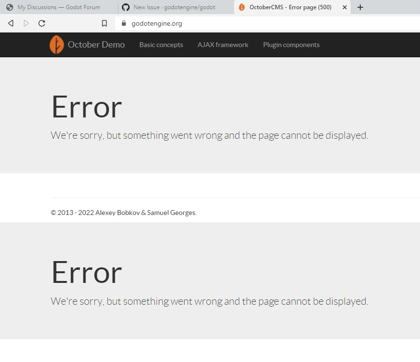 godotengine.org website is unresponsive or shows Internal Server Error · Issue #58639 ...