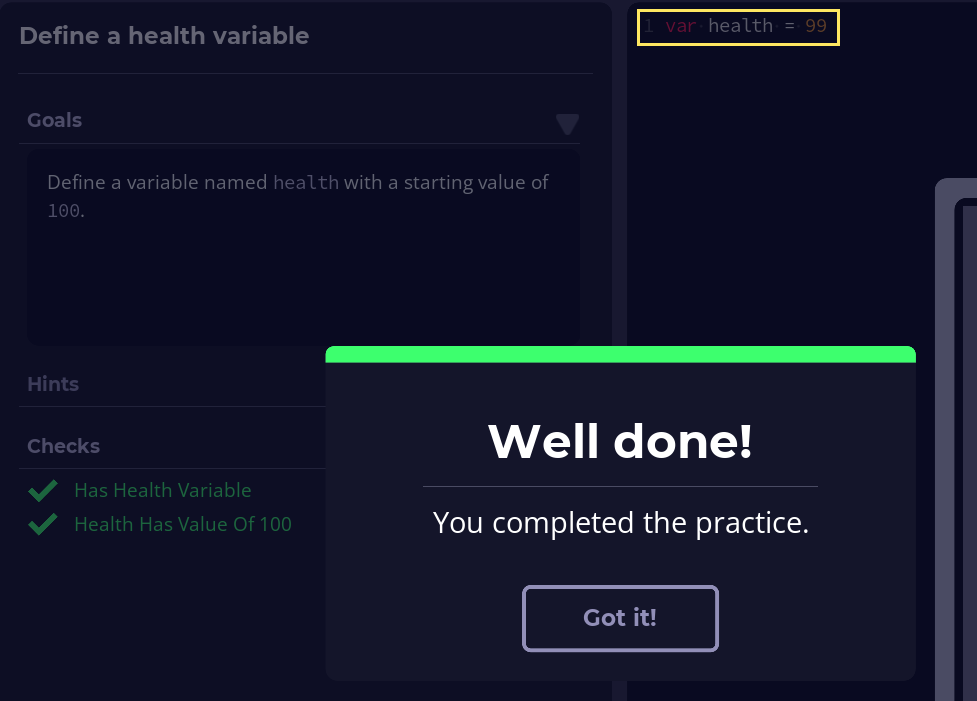 Lesson 8 practice 1 completes with any value assigned · Issue #116 ...