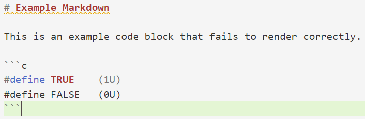Syntax Highlighting Incorrect For C Code Within Markdown File · Issue 92973 · Microsoftvscode