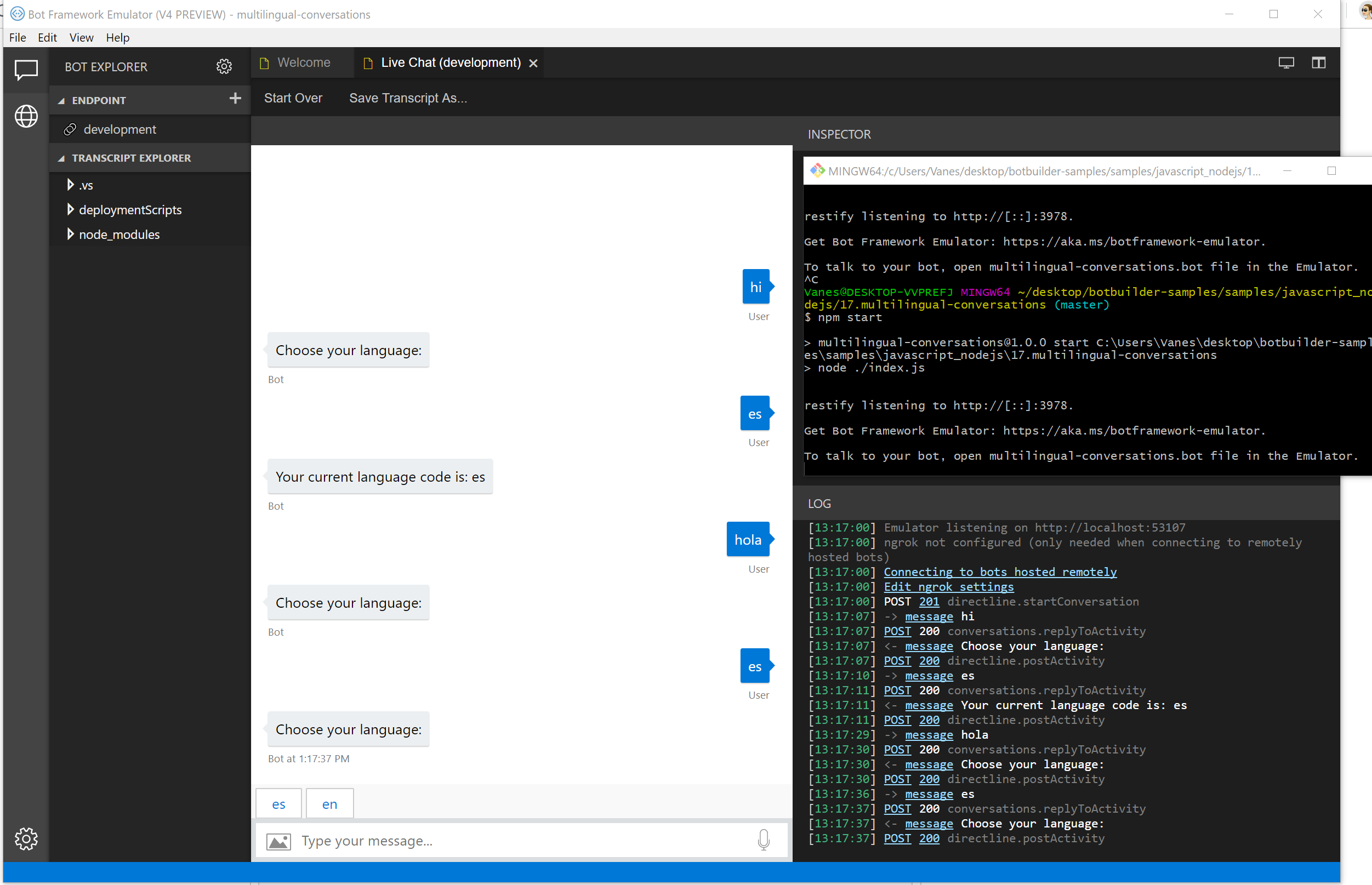 Deployed but no translation occurring 17.multilingual-conversations ...