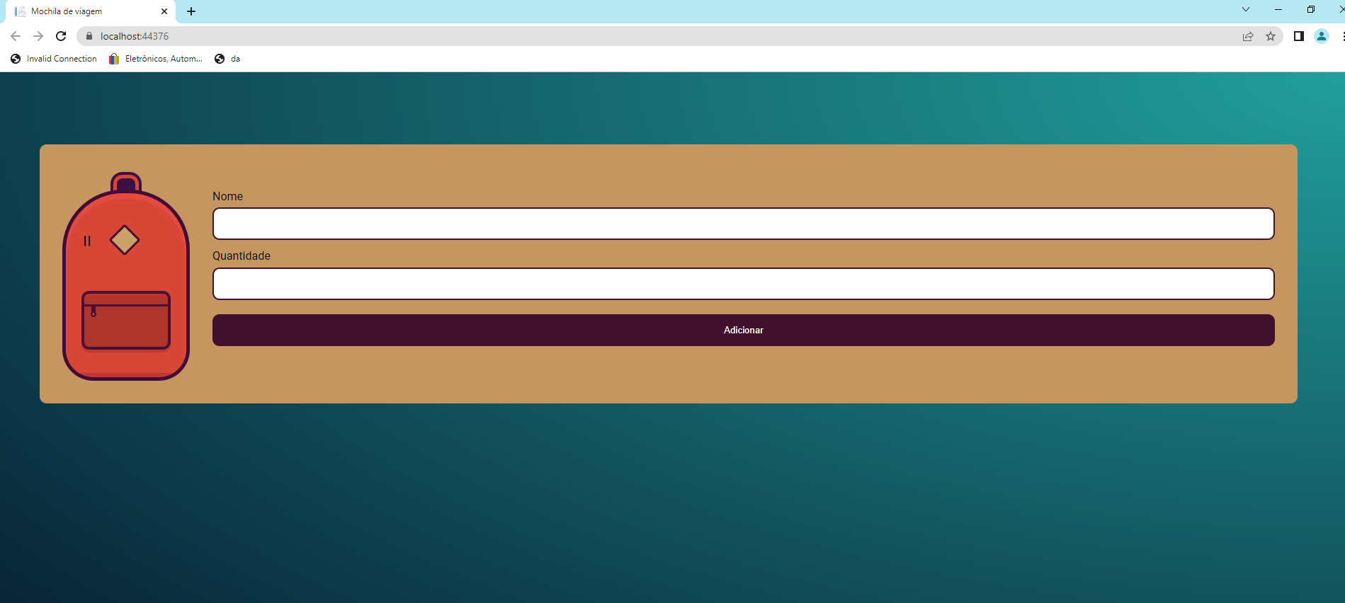 GitHub - Relinton/ProjetoMochilaDeViagem