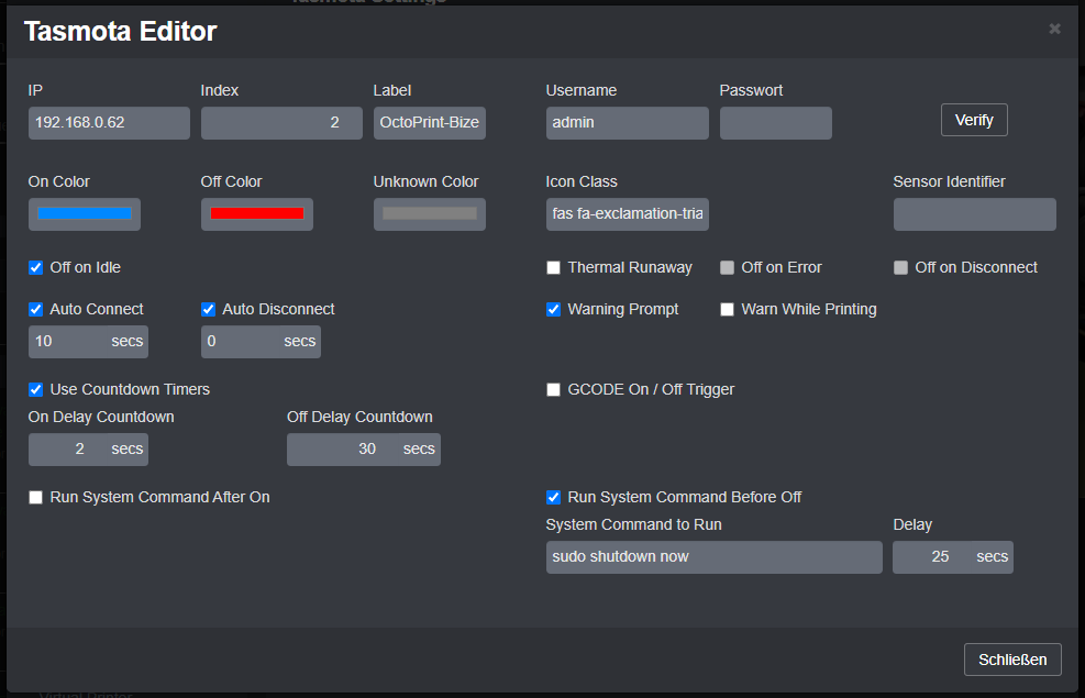Start Printer - 60 seconds idle - Printer shuts down · Issue #99 · jneilliii/OctoPrint-Tasmota ...