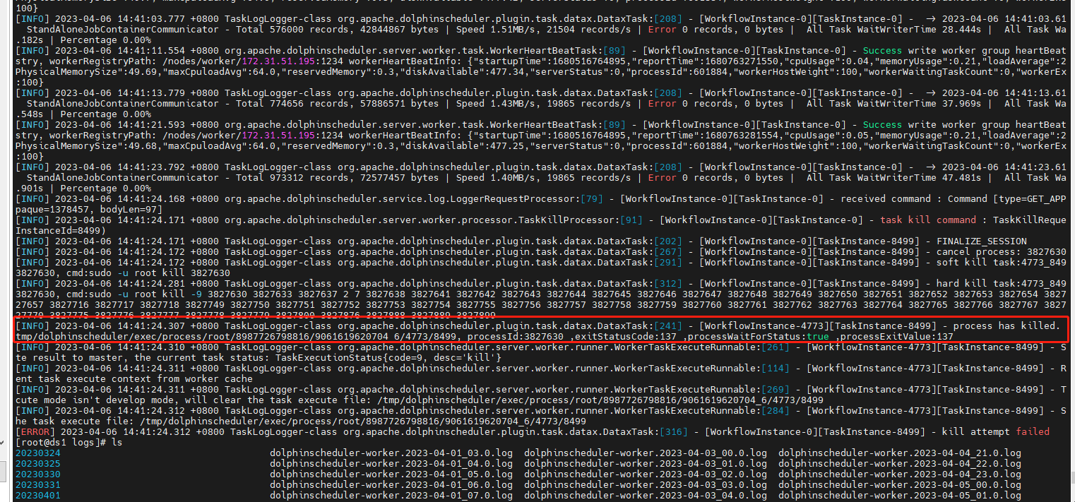 Why is the task execution process killed · Issue #13903 · apache/dolphinscheduler · GitHub