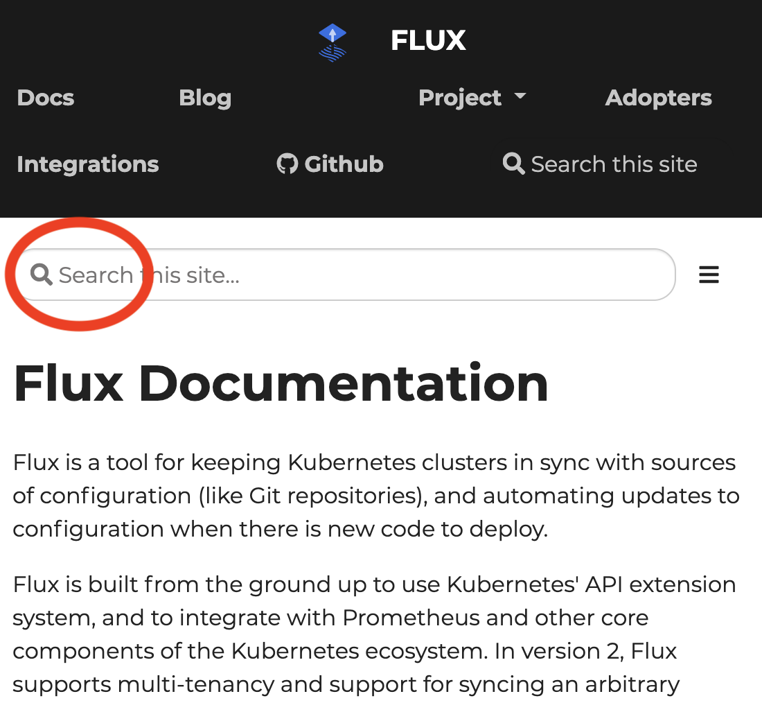 Double search input - second non-functioning input on small screens · Issue #504 · fluxcd ...