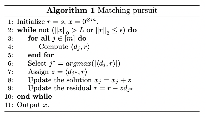 Quantum matching pursuit: A quantum algorithm for sparse ... Quantum matching pursuit: A quantum algorithm for sparse ...