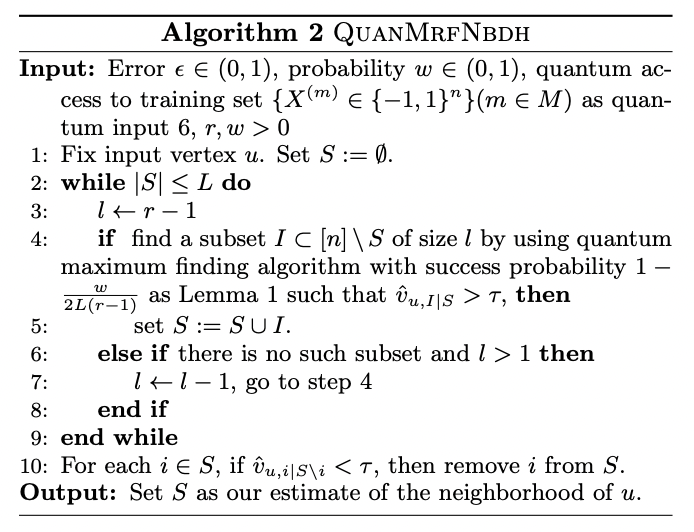 Quantum algorithm for Markov Random Fields structure learning by information theoretic ...