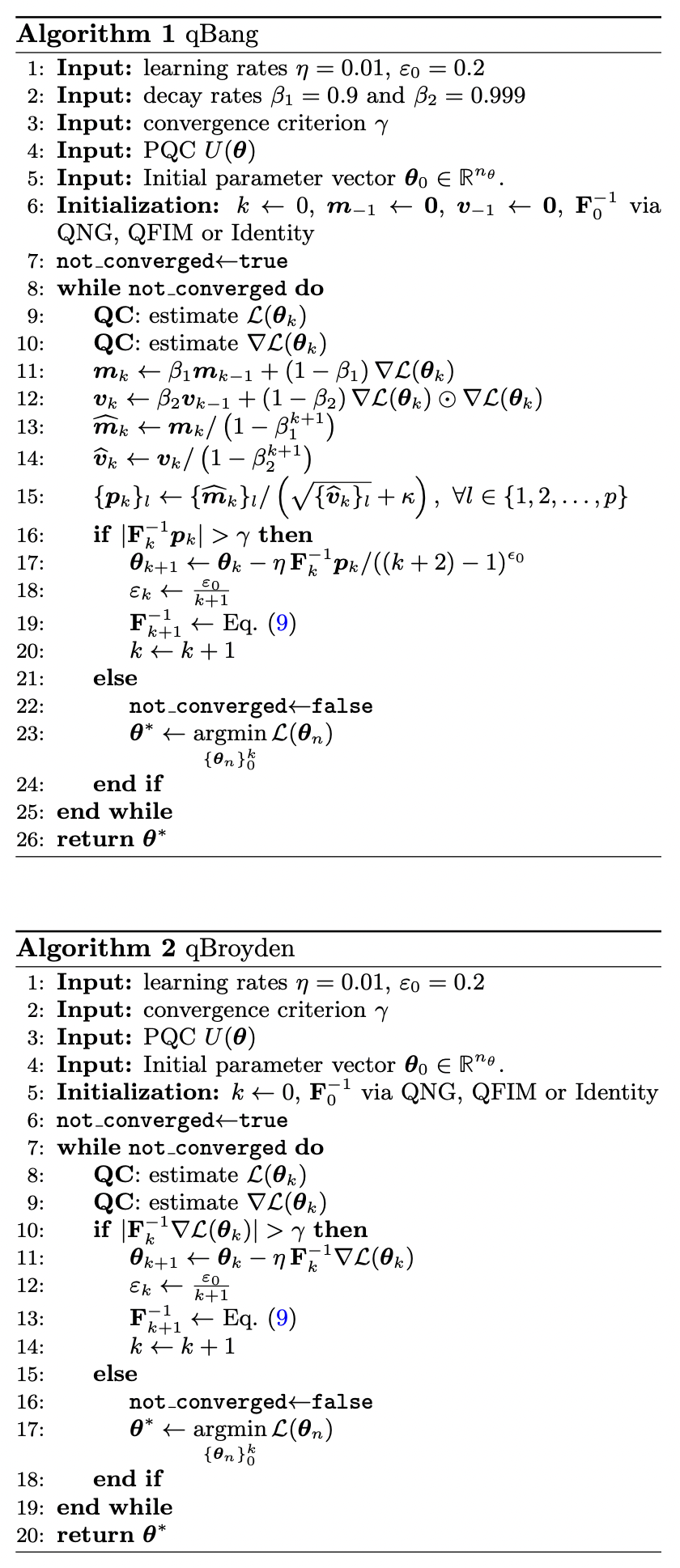 Optimizing Variational Quantum Algorithms with qBang: Efficiently Interweaving Metric and ...