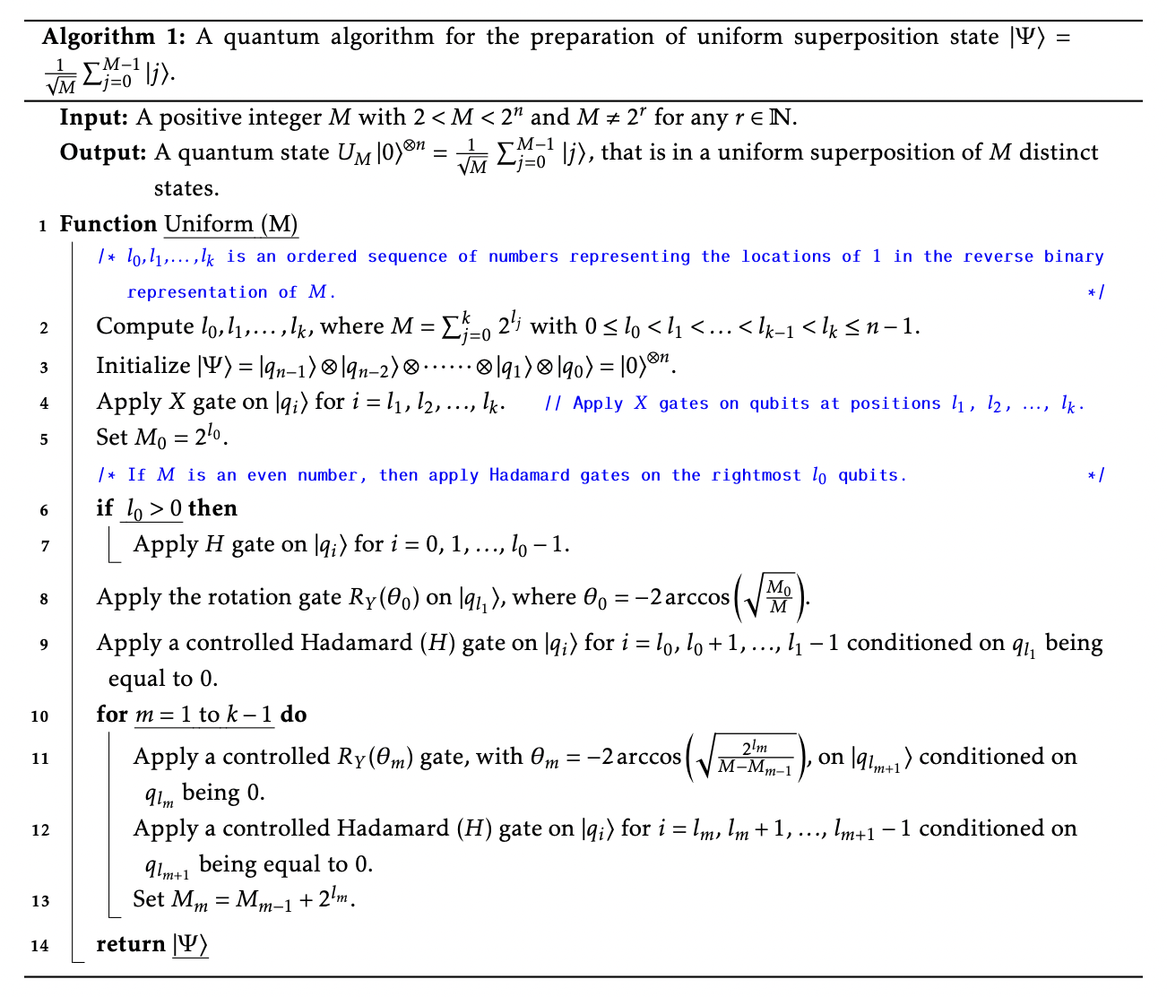 An efficient quantum algorithm for preparation of uniform quantum ...