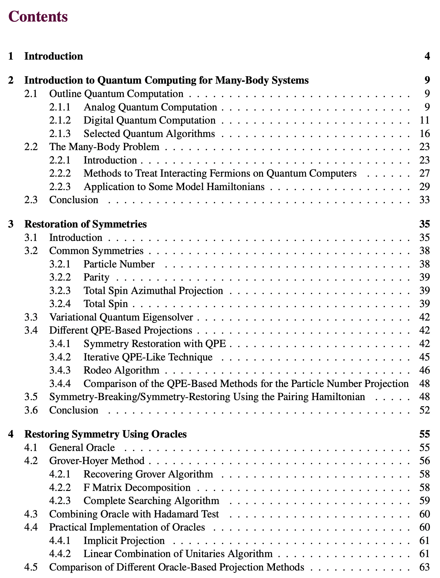 Symmetry breaking and restoration for many-body problems treated on quantum computers · Issue ...