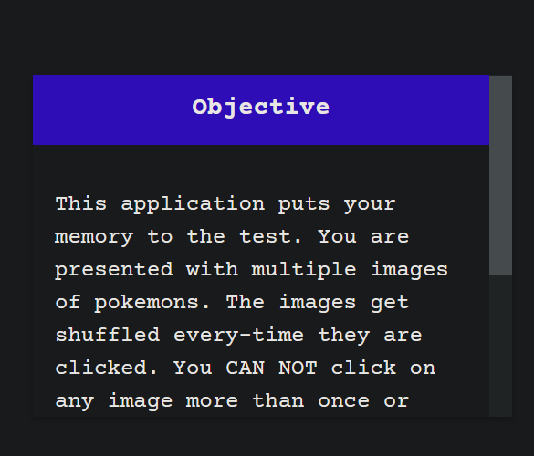 Position and Size of "Objective" modal · Issue #2 · arinze19/TOP-React-project-3 · GitHub