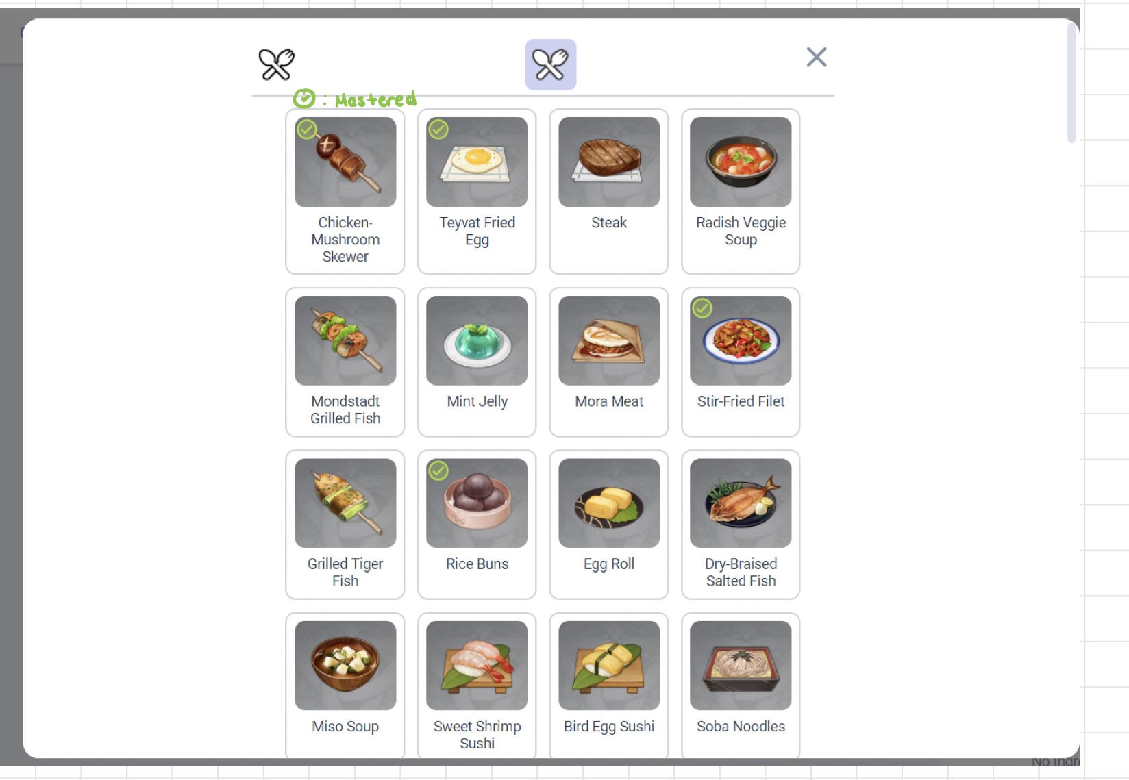 Add legend for mastered recipes · Issue #138 · AmandaBoo ...