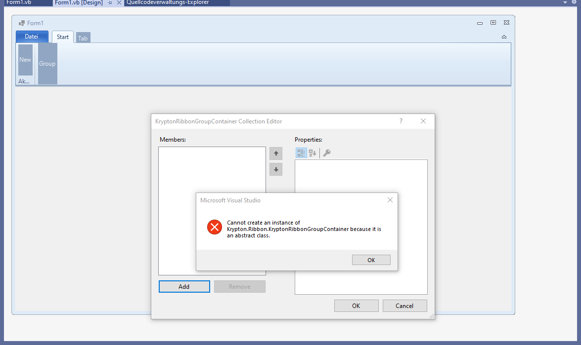 [Bug]: Cannot Add Ribbon-Buttons-Container (KryptonRibbonGroupTripple ...