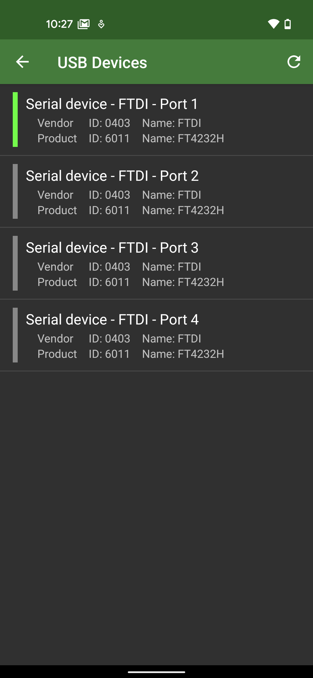 FTDI4232 (4-port USB to RS232) -- only the first port available on Android platform · Issue #968 ...
