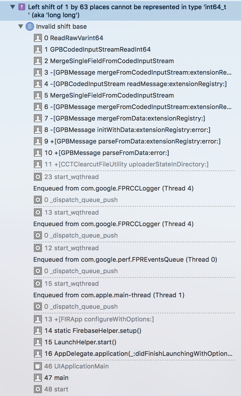 GPBCodedInputStream.m - Left shift of 1 by 63 places cannot be represented in type 'int64_t ...