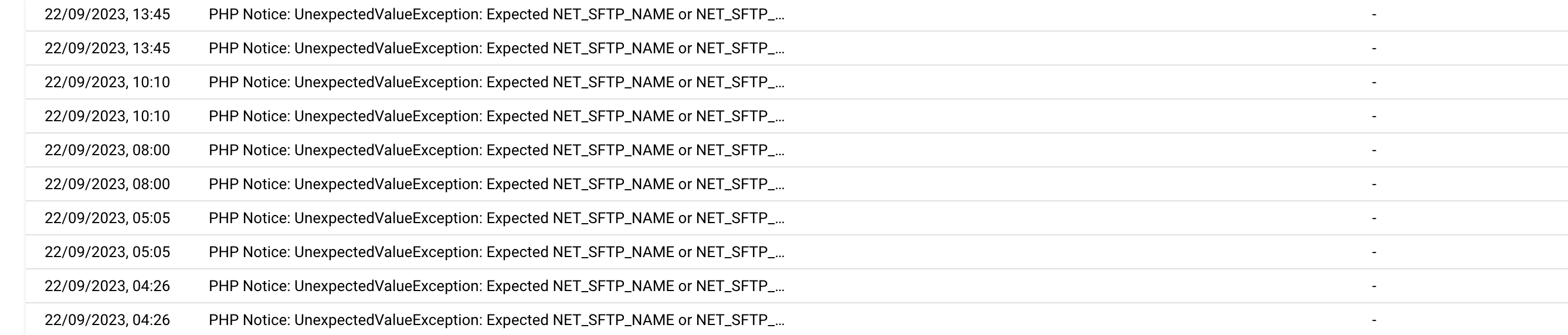 Unexpectedvalueexception Expected Net Sftp Name Or Net Sftp Status Got Packet Type · Issue