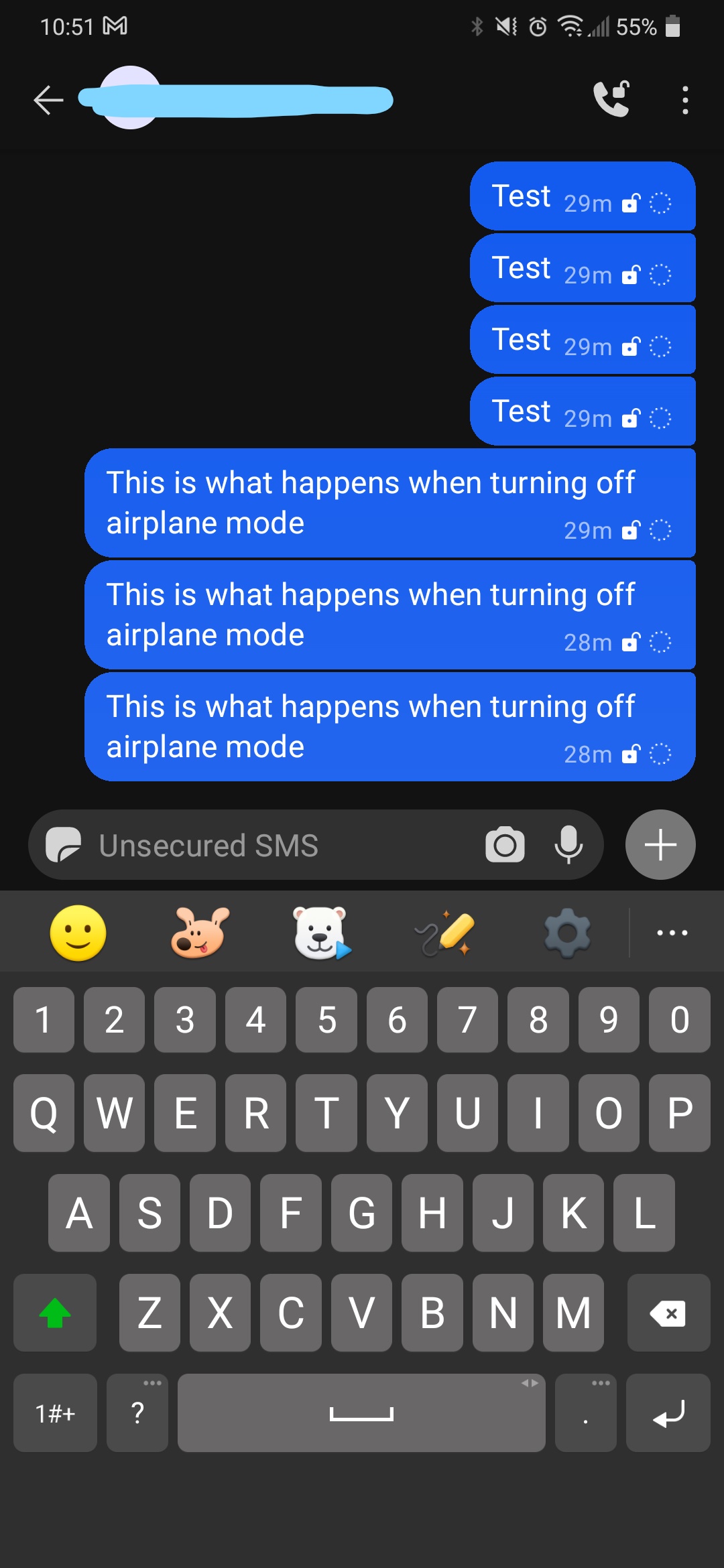 SMS Messages Fail To Send After Turning Off Airplane Mode Issue 