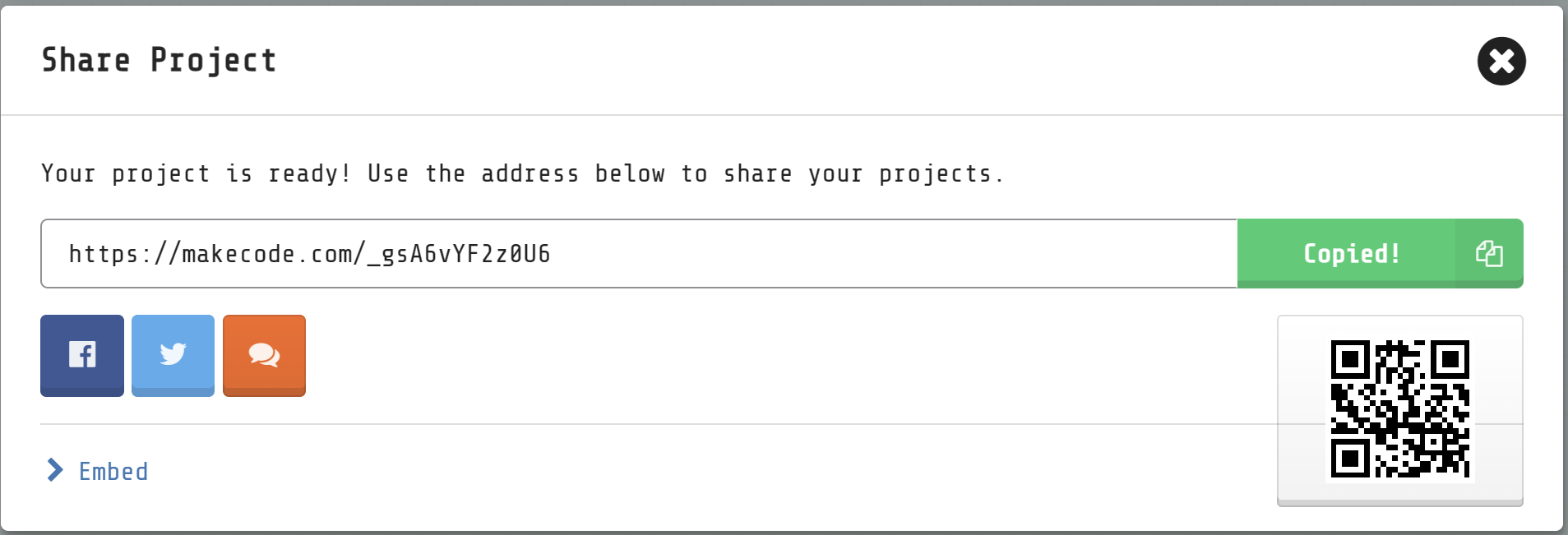 Share Project QR code isn't aligned properly · Issue #3761 · microsoft/pxt-arcade · GitHub