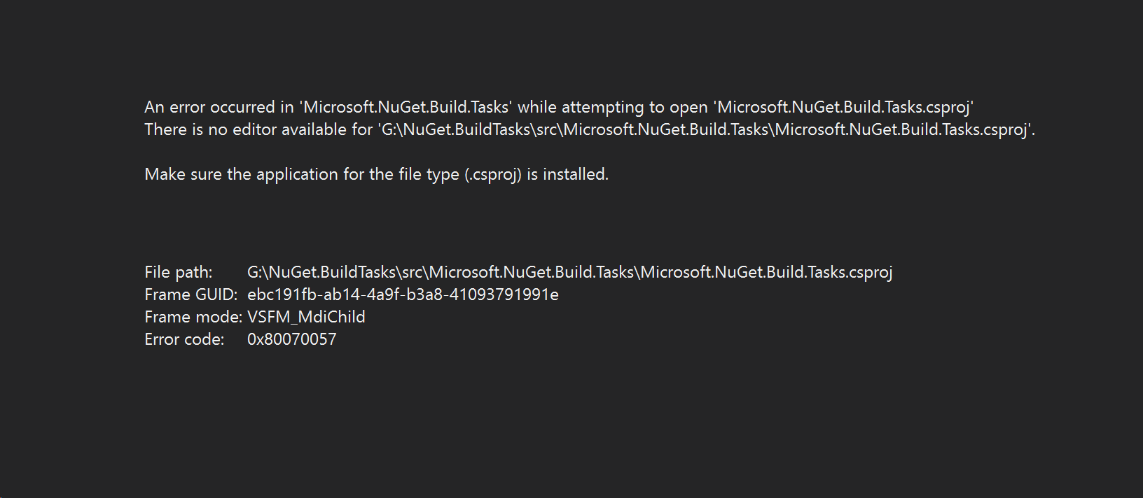Directly Opening A Solution With An Open Csproj File Shows Error · Issue 6272 · Dotnetproject 