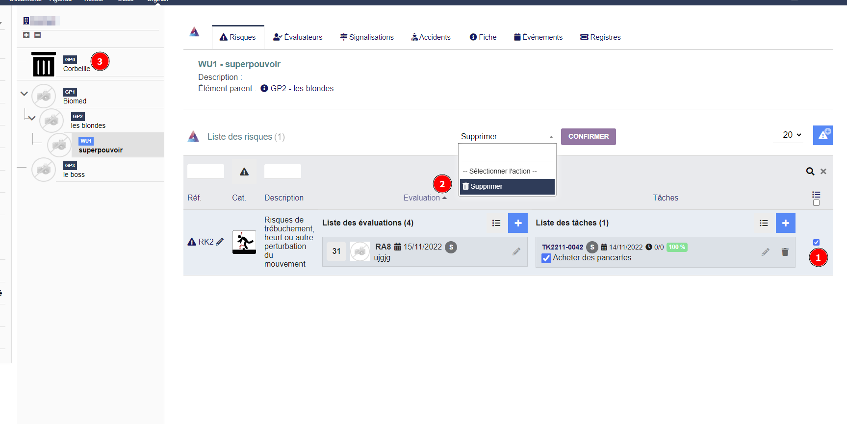 [Amélioration] - Gestion de la suppression des risques sur les unités et groupement · Issue ...