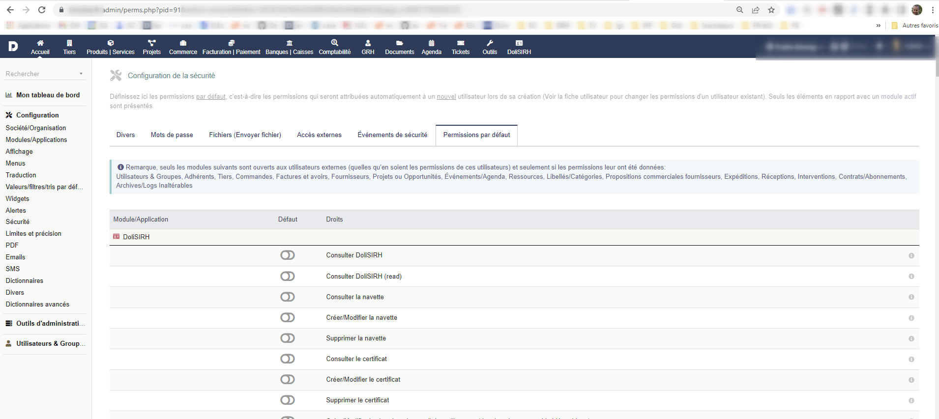 Control Default Permissions Add Check Uncheck Box · Issue 25491 · Dolibarr Dolibarr · Github
