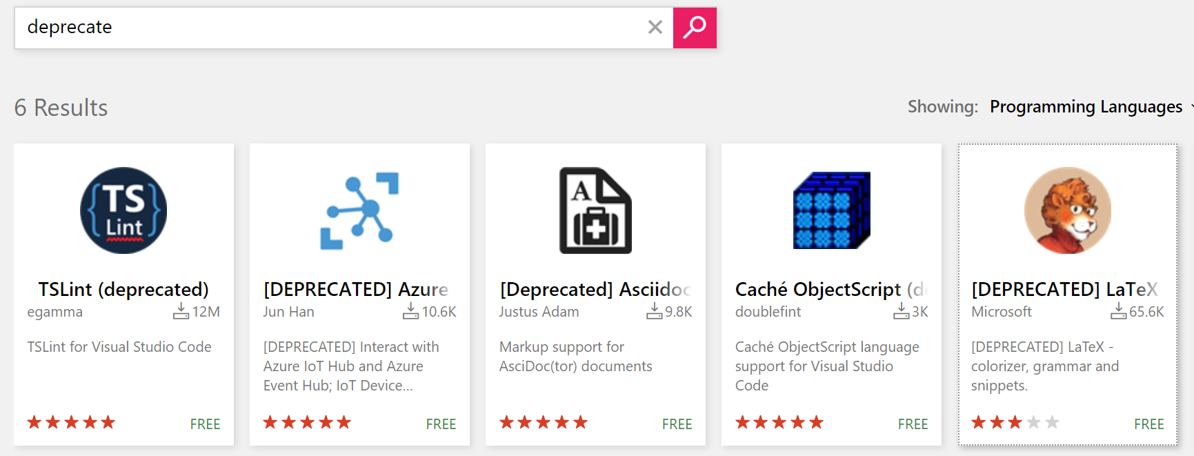 Support for deprecated extensions in the marketplace · Issue #23 ...