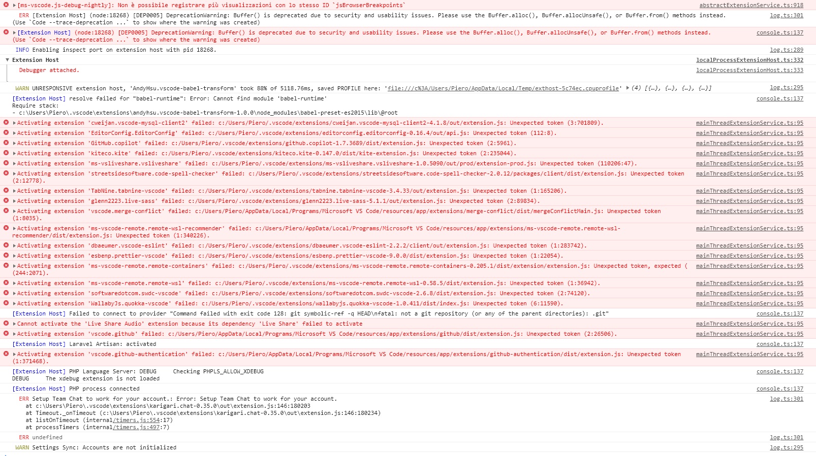 Problem With Unexpected Token With Many Exstensions Vscode · Issue 136537 · Microsoftvscode 3461