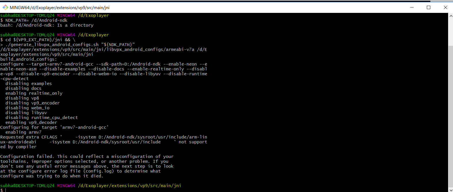 Vp9 extension build failed · Issue #4950 · google/ExoPlayer · GitHub