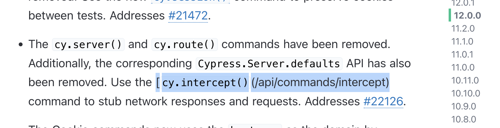 Link & text incorrectly formatte in migration changelog for 12.0.0 · Issue #4936 · cypress-io ...
