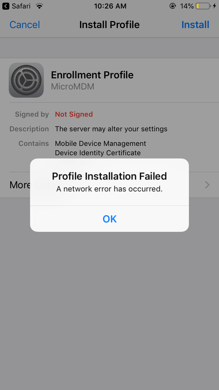 Profile Installation failed on iOS · Issue #564 · micromdm/micromdm · GitHub