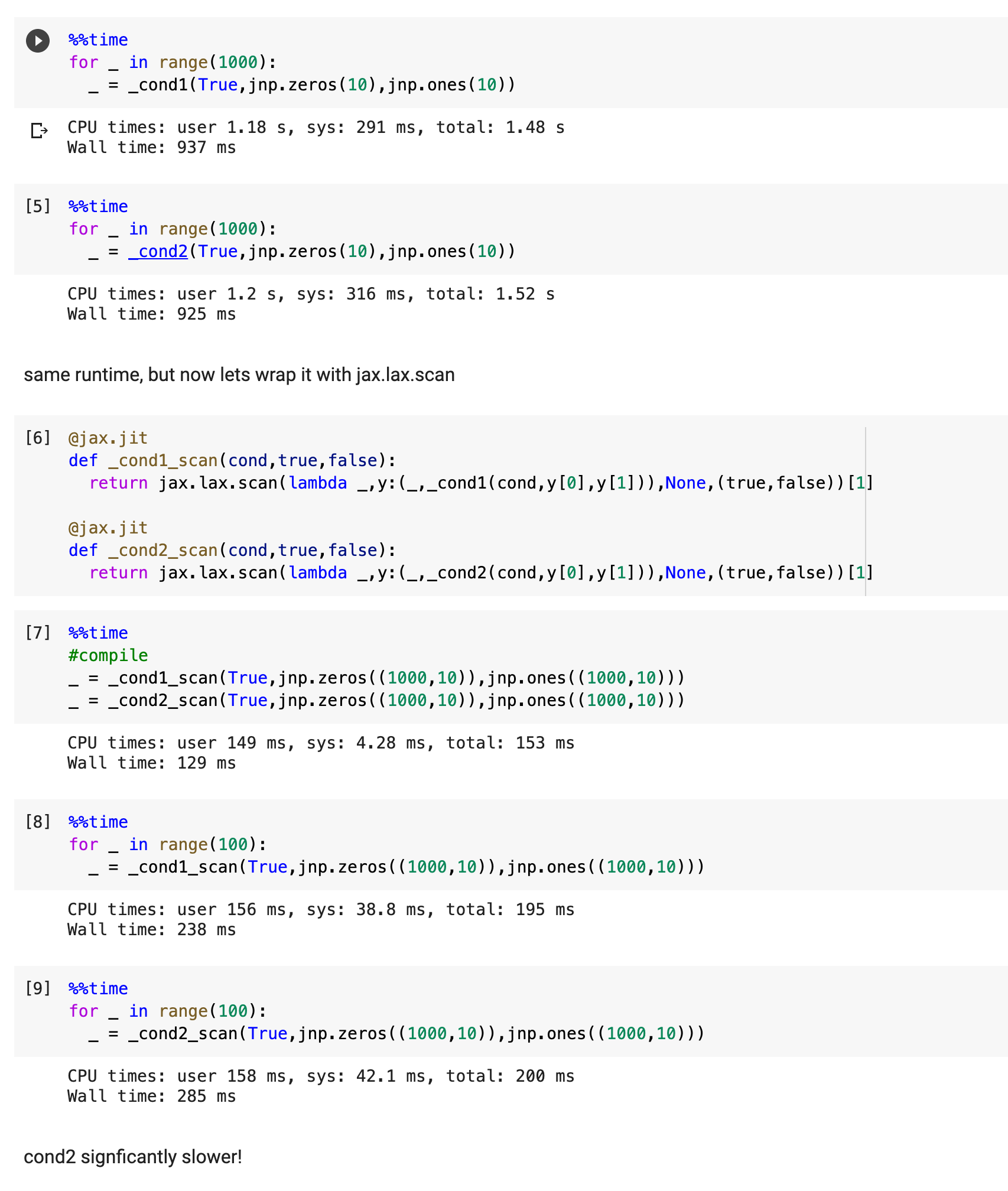 jax.lax.cond() signficantly slower when called inside jax.lax.scan ...