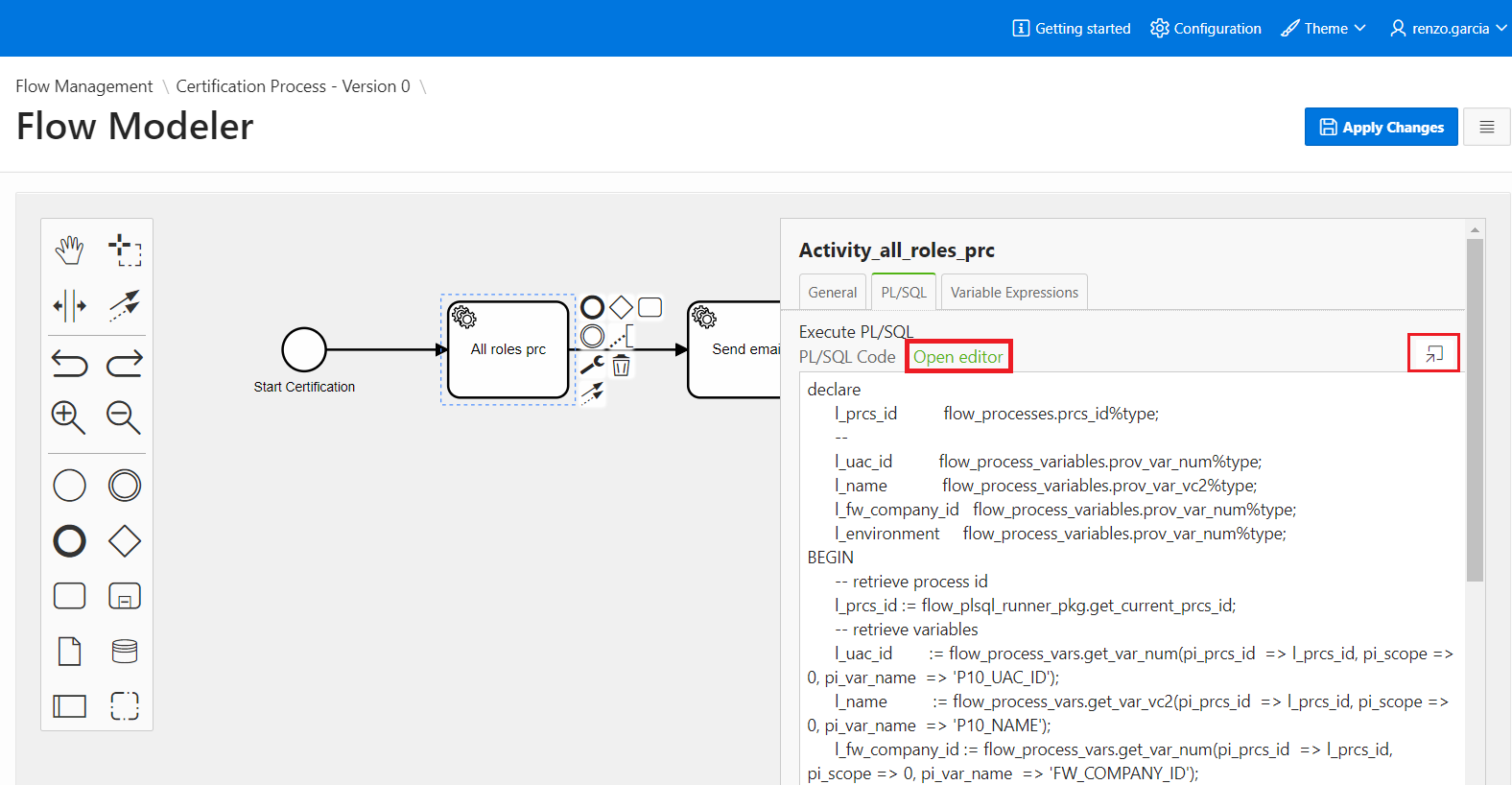 [improvement]: Change open editor position to PL/SQL box or add new icon like APEX does · Issue ...