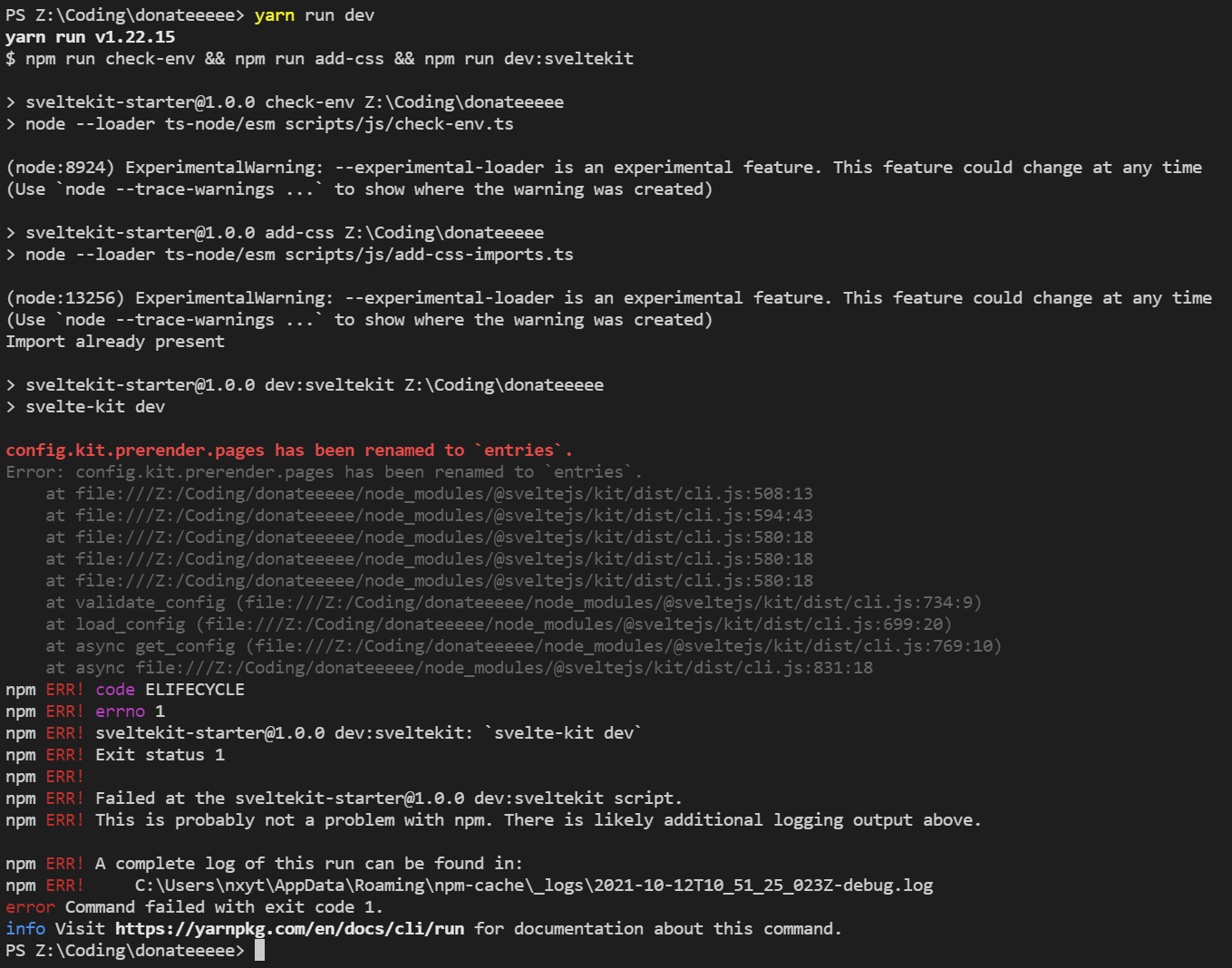 config.kit.prerender.pages has been renamed to `entries`. · Issue #29 · navneetsharmaui ...