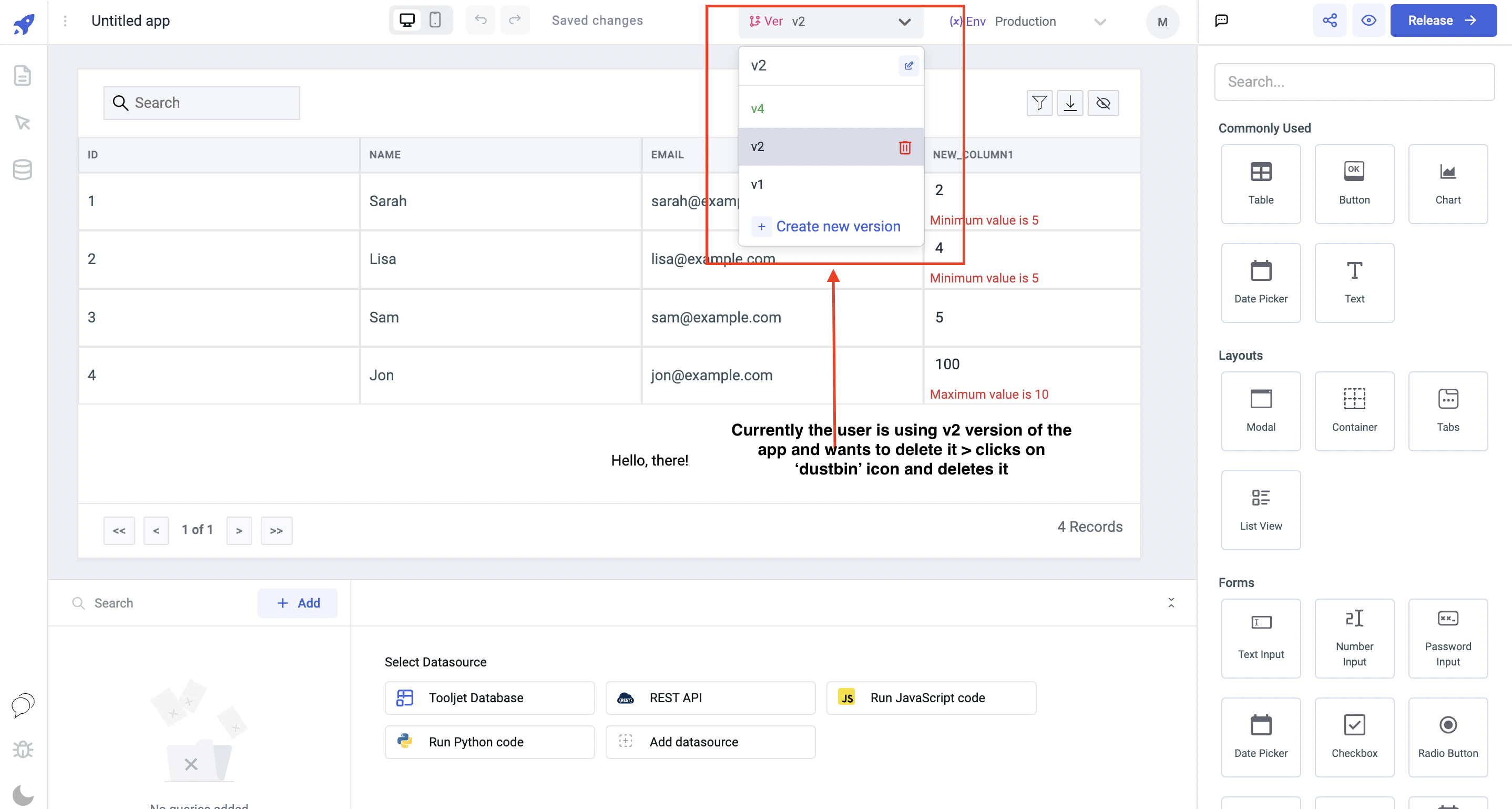 Deleting version of an existing app with multiple versions · Issue ...