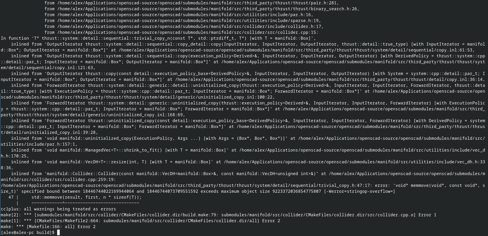 Build error. std::memmove warning. Specified bound exceeds maximum object size. · Issue #4628 ...
