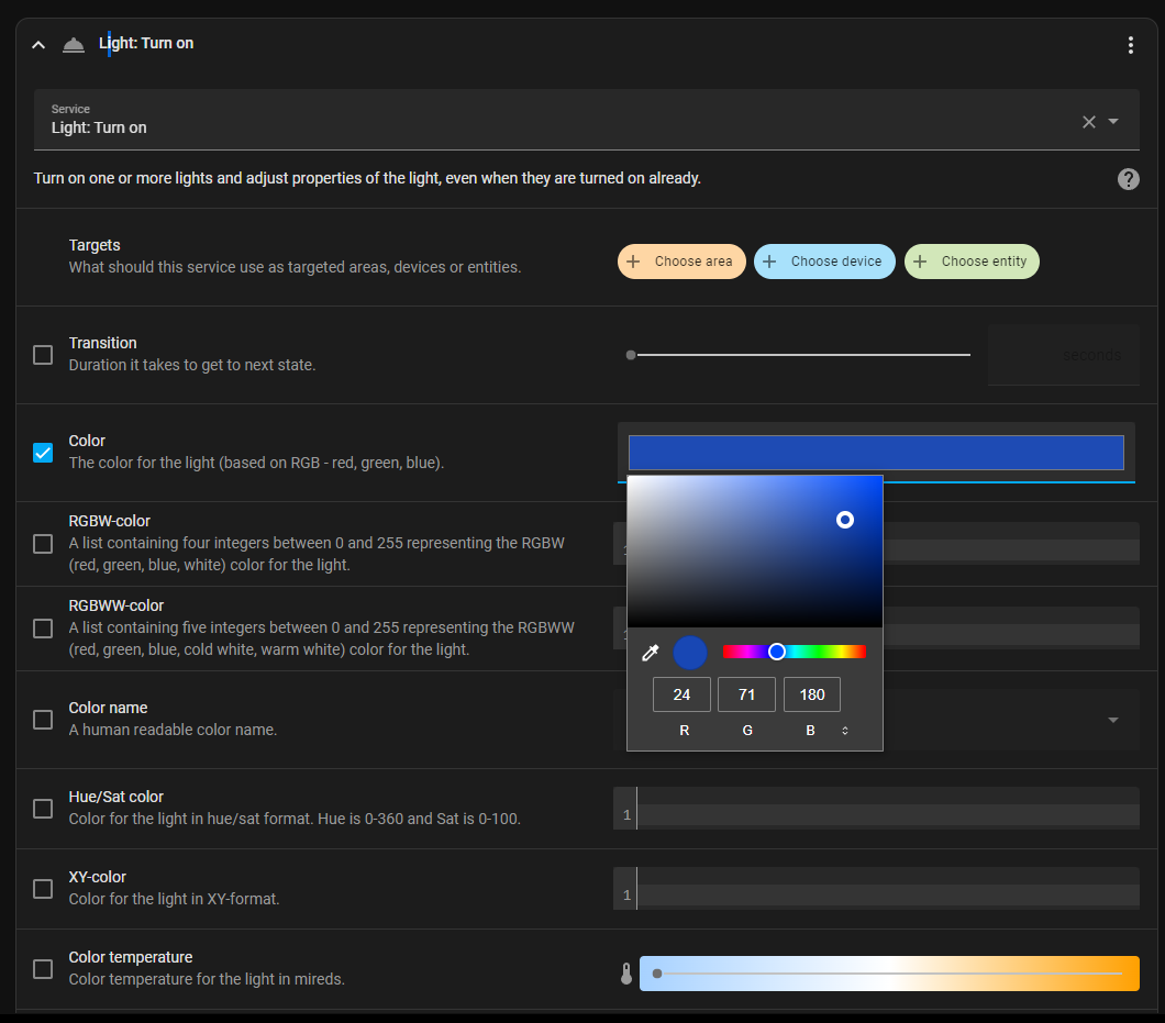 Color selection for lights is missing from visual editor · Issue #14971 ...