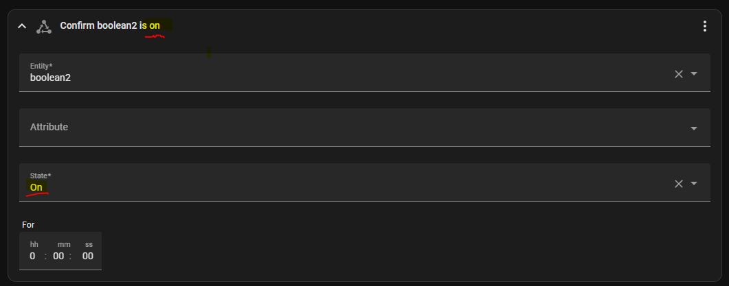 Automations BROKEN Front End incorrect handling of device/service state option capitalised ...