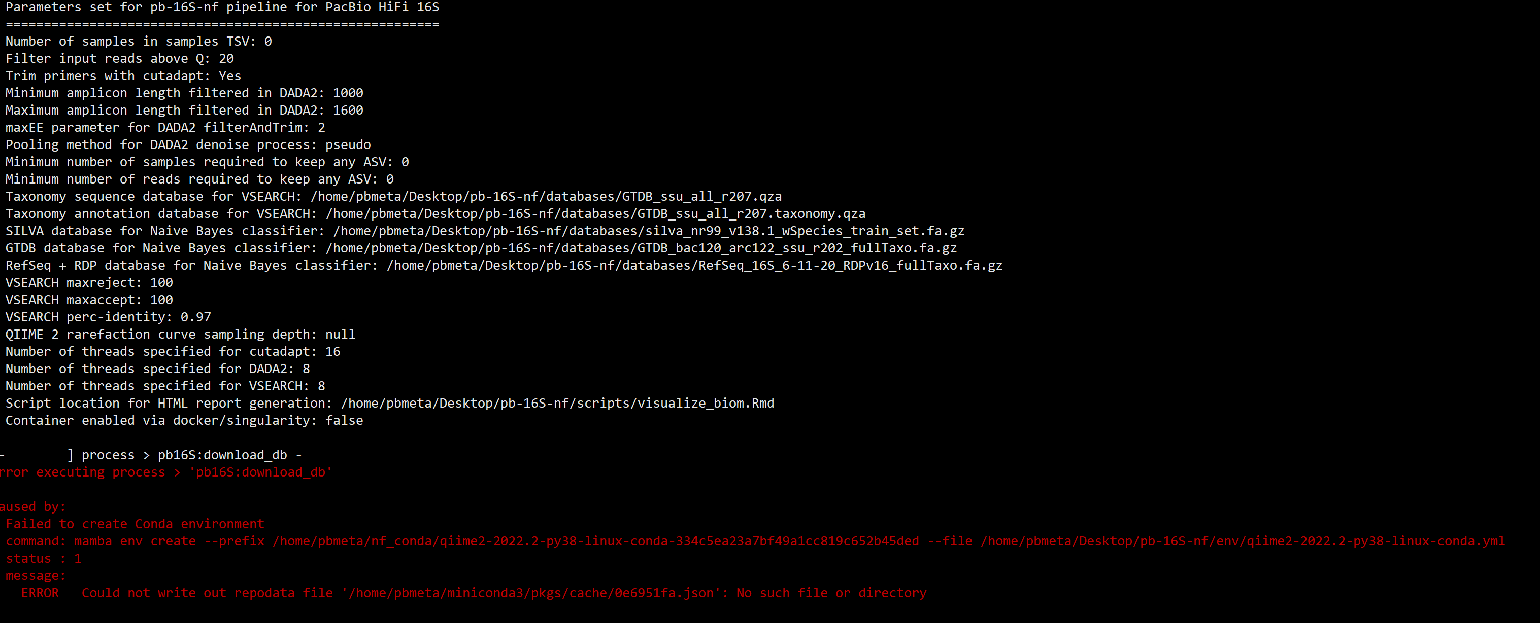 Errors by running: nextflow run main.nf --download_db · Issue #2 · PacificBiosciences/HiFi-16S ...
