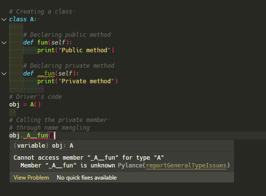 Recognize private methods outside the class · Issue #2297 · microsoft ...