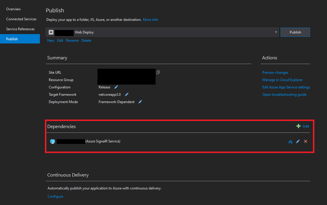 Indicate Azure Signalr Service Availability In The Publish Dialog · Issue 14652 · Dotnet