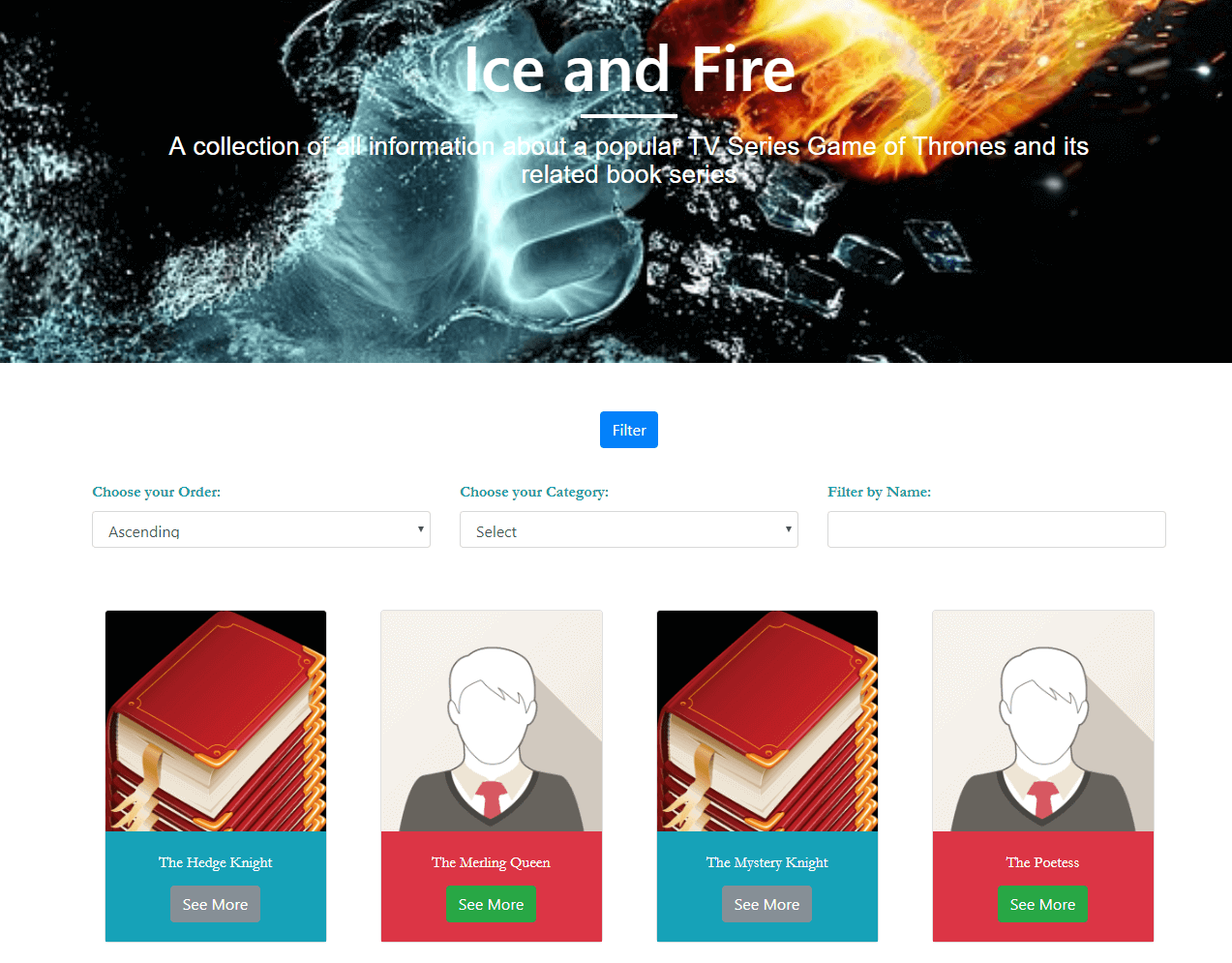 GitHub - AnchalNigam/IceAndFire: I made a website that contains all information about a popular ...